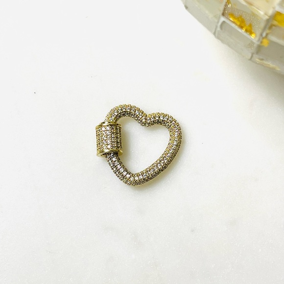 Jewelry | Pave Heart Clasp Charm | Poshmark